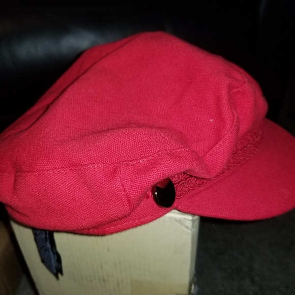 Zara | Accessories | Zara Red Nautical Cap With Gold Button | Poshmark